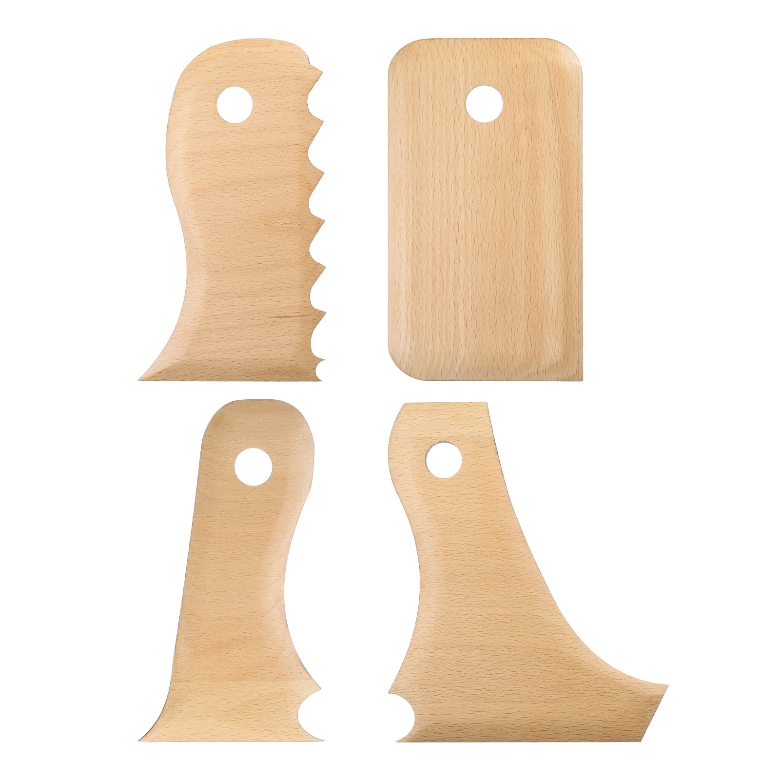 Uxcell 4pcs Pottery Ribs Trimming Tools Beech Pottery Profile Wave Curved Bundle Shaper ...
