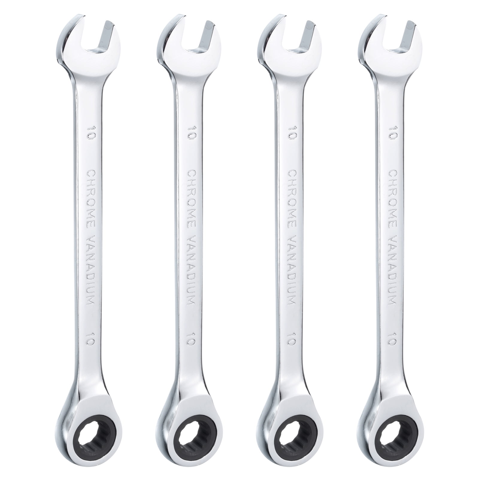 Uxcell 4pcs Ratcheting Combination Wrench 10mm Metric 12PT Cr-V Ratchet ...