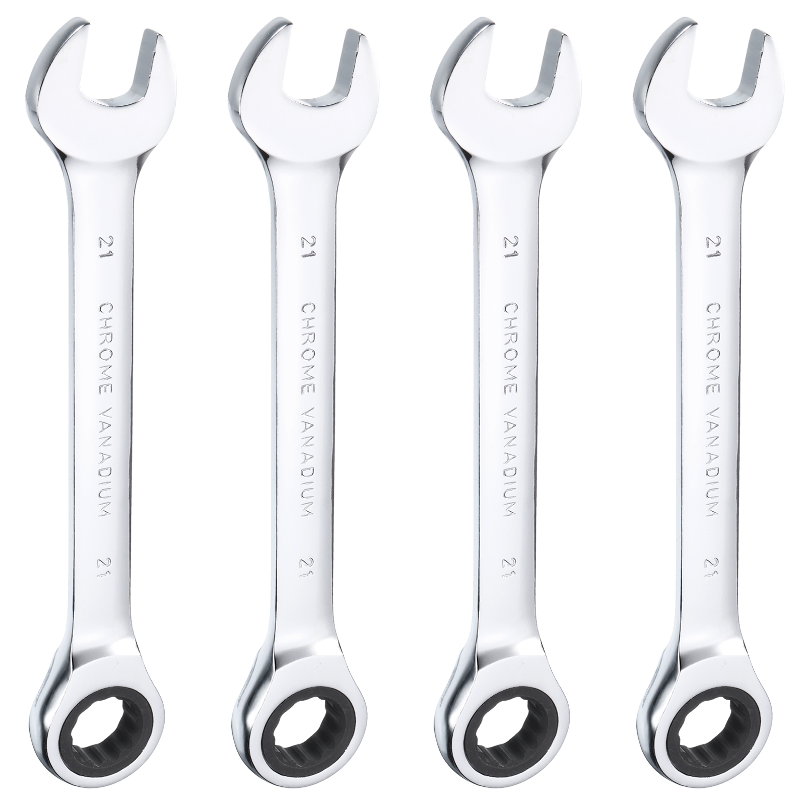 Uxcell 4pcs Ratcheting Combination Wrench 21mm Metric 12PT Cr-V Ratchet ...