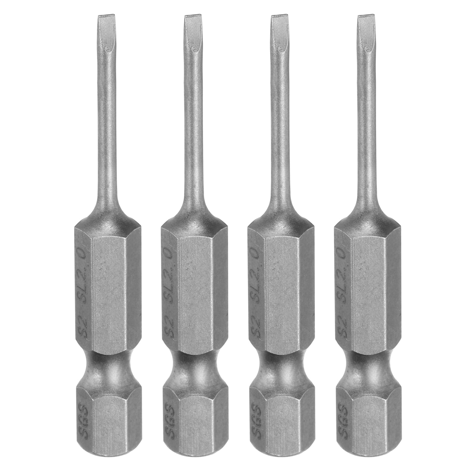 Uxcell 4pcs SL2 Slotted Screwdriver Bits 2mm Slotted Tip 1/4" Hex Shank ...