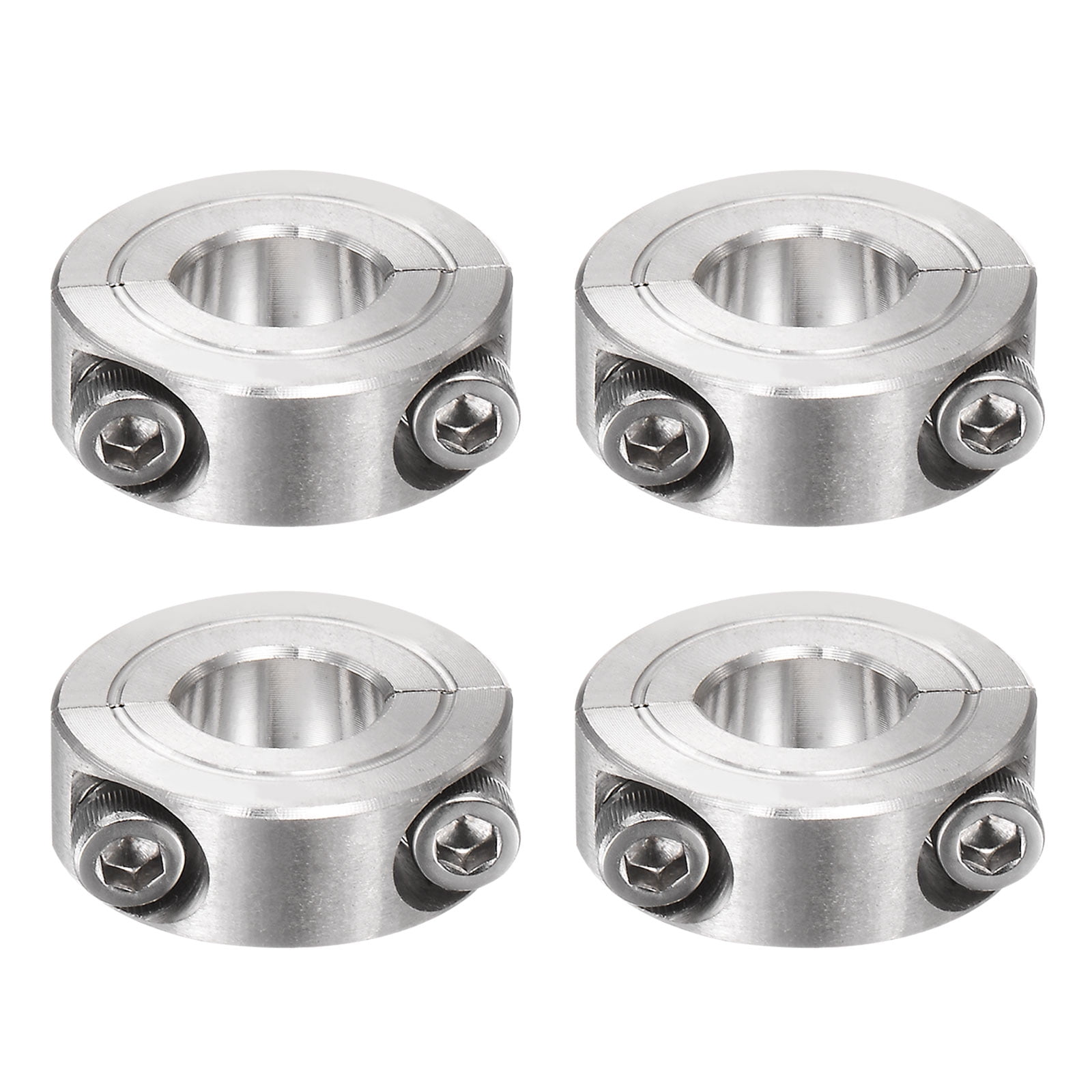Uxcell 4pcs Shaft Collar for 1/2" Rod 1-1/8" OD 13/32" Stainless Steel Double Split Clamp-On ...