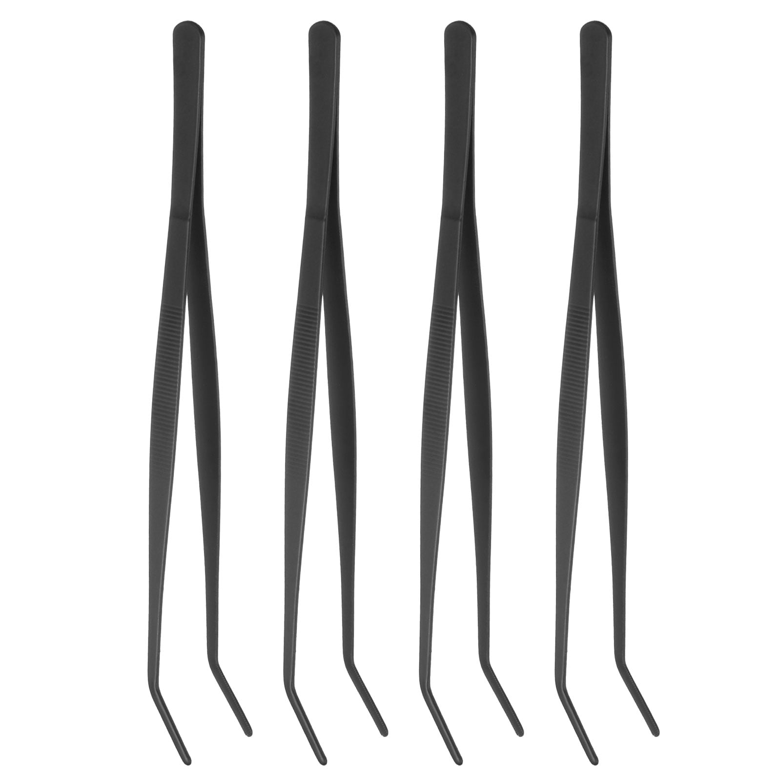 Uxcell 4pcs Stainless Steel Tweezers 11.8 Inch Long Curved Serrated Tip ...