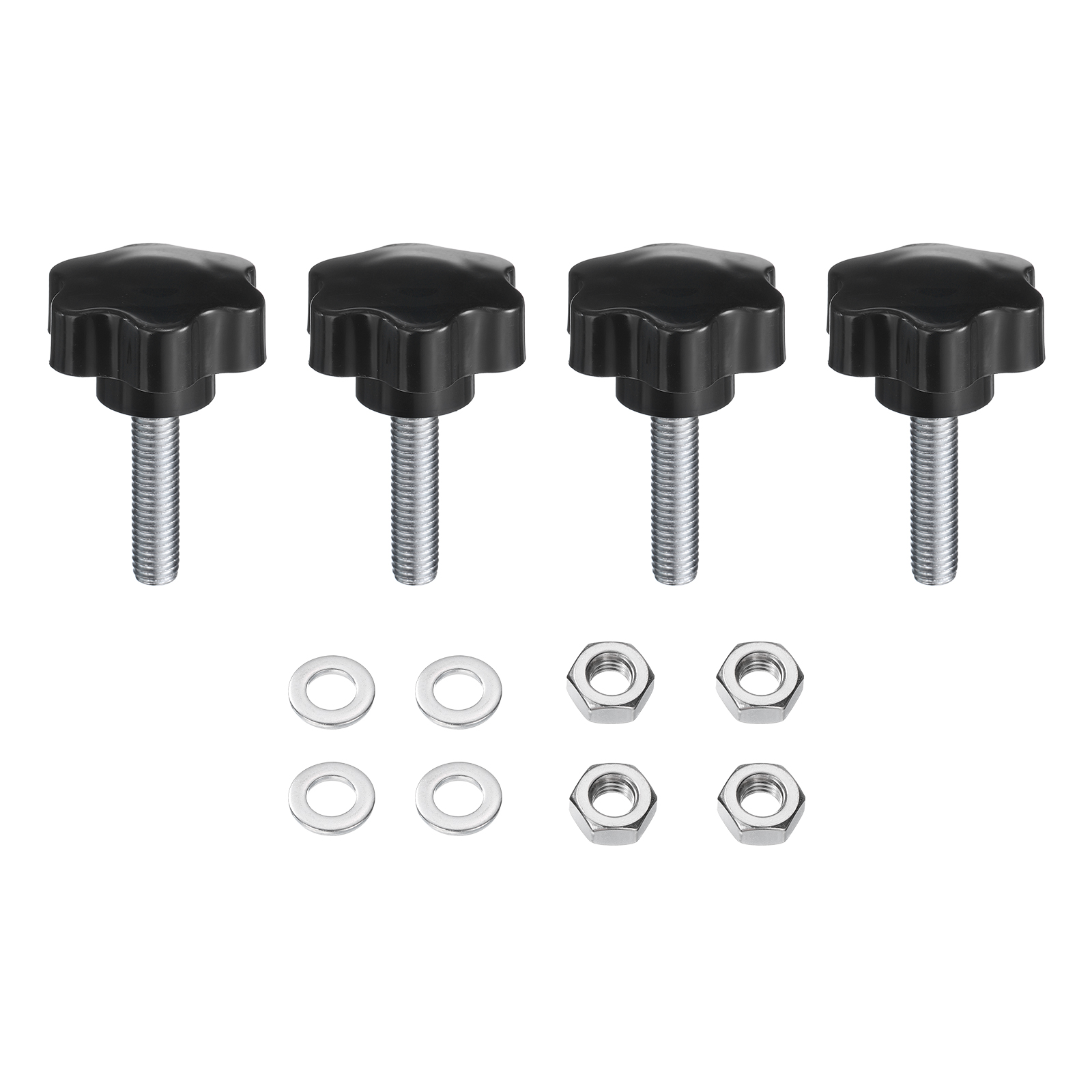 Uxcell 4pcs Star Clamping Knobs with Nuts Washers M10 x 40mm Zinc Plated Steel Stud 48mm 6-Star ...