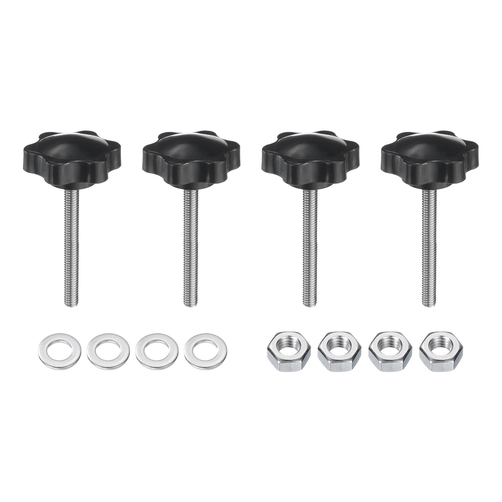 Uxcell 4pcs Star Clamping Knobs with Nuts Washers M6 x 55mm 304 ...