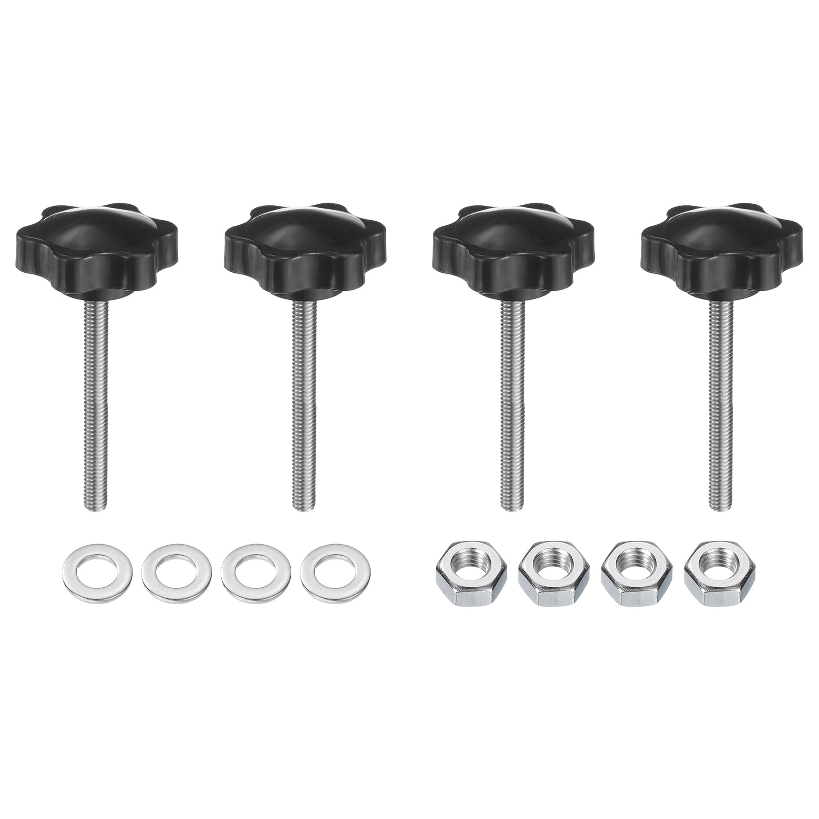 Uxcell 4pcs Star Clamping Knobs with Nuts Washers M6 x 60mm 304 ...