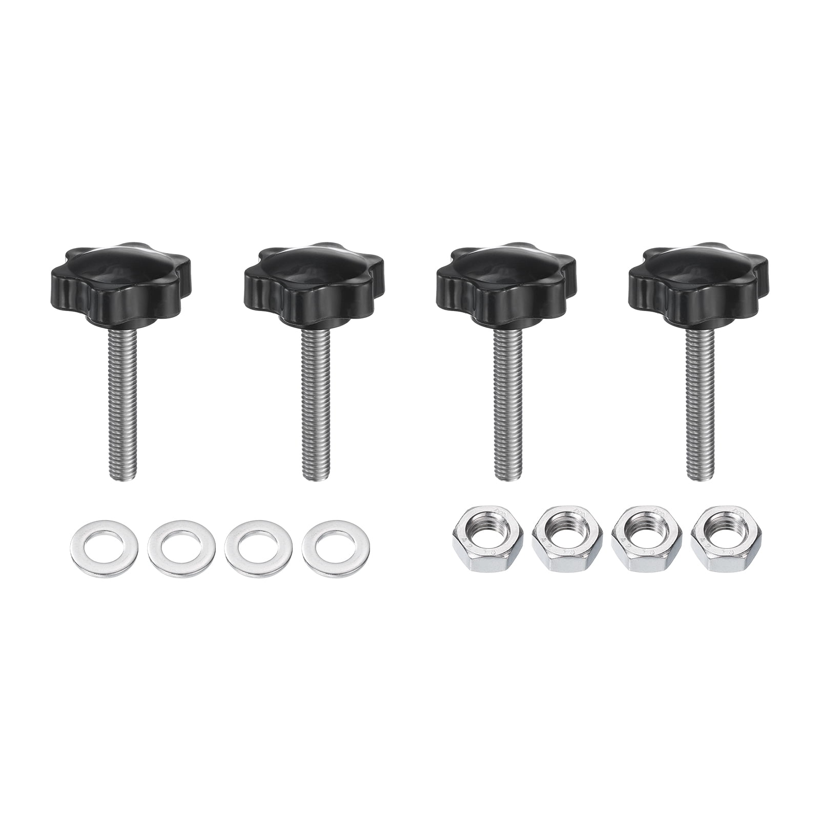 Uxcell 4pcs Star Clamping Knobs with Nuts Washers M8 x 45mm 304 Stainless Steel Stud 38mm 6-Star ...