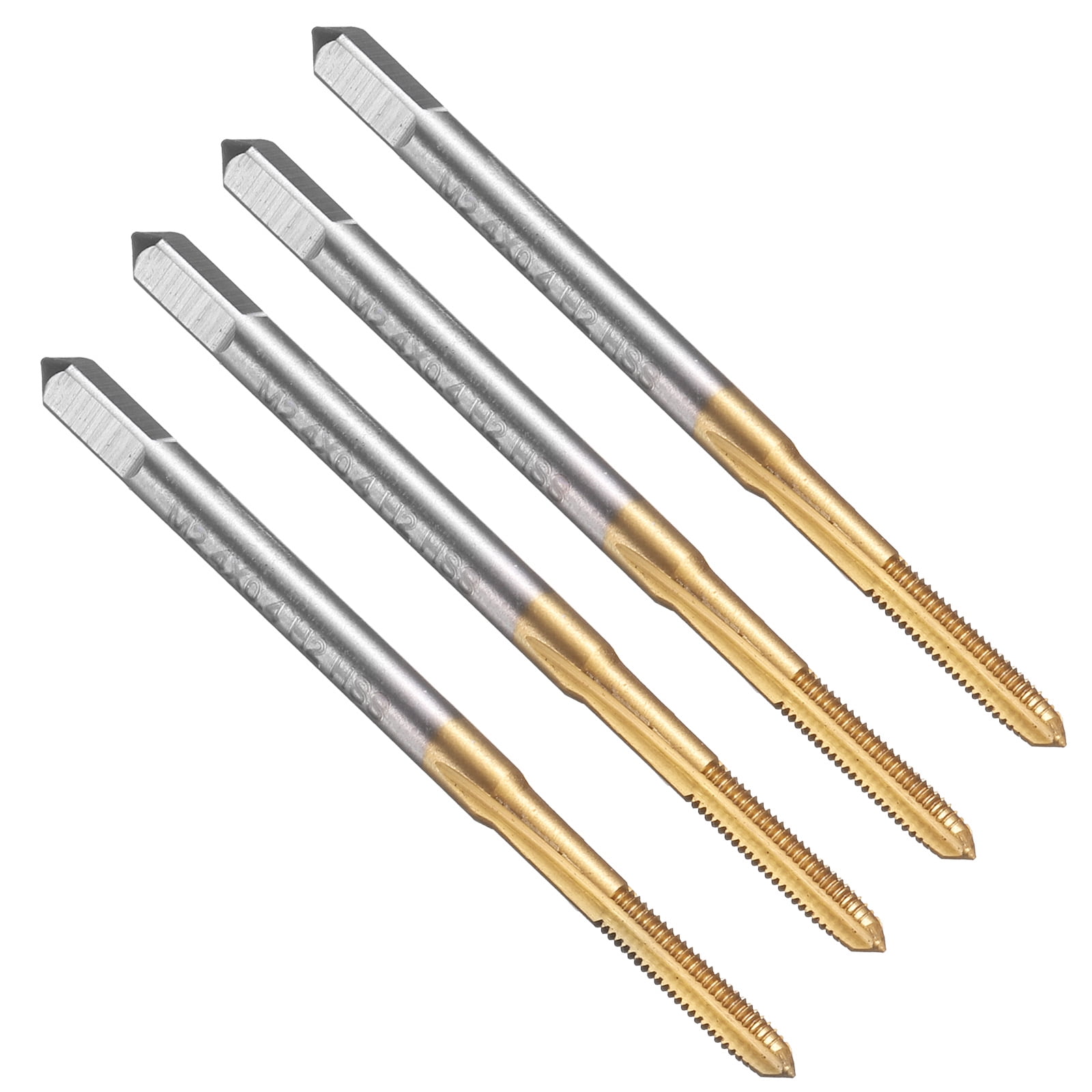 Uxcell 4pcs Straight Flute Thread Tap, M2 x 0.4 Metric Titanium Coated Screw Threading Tapping ...
