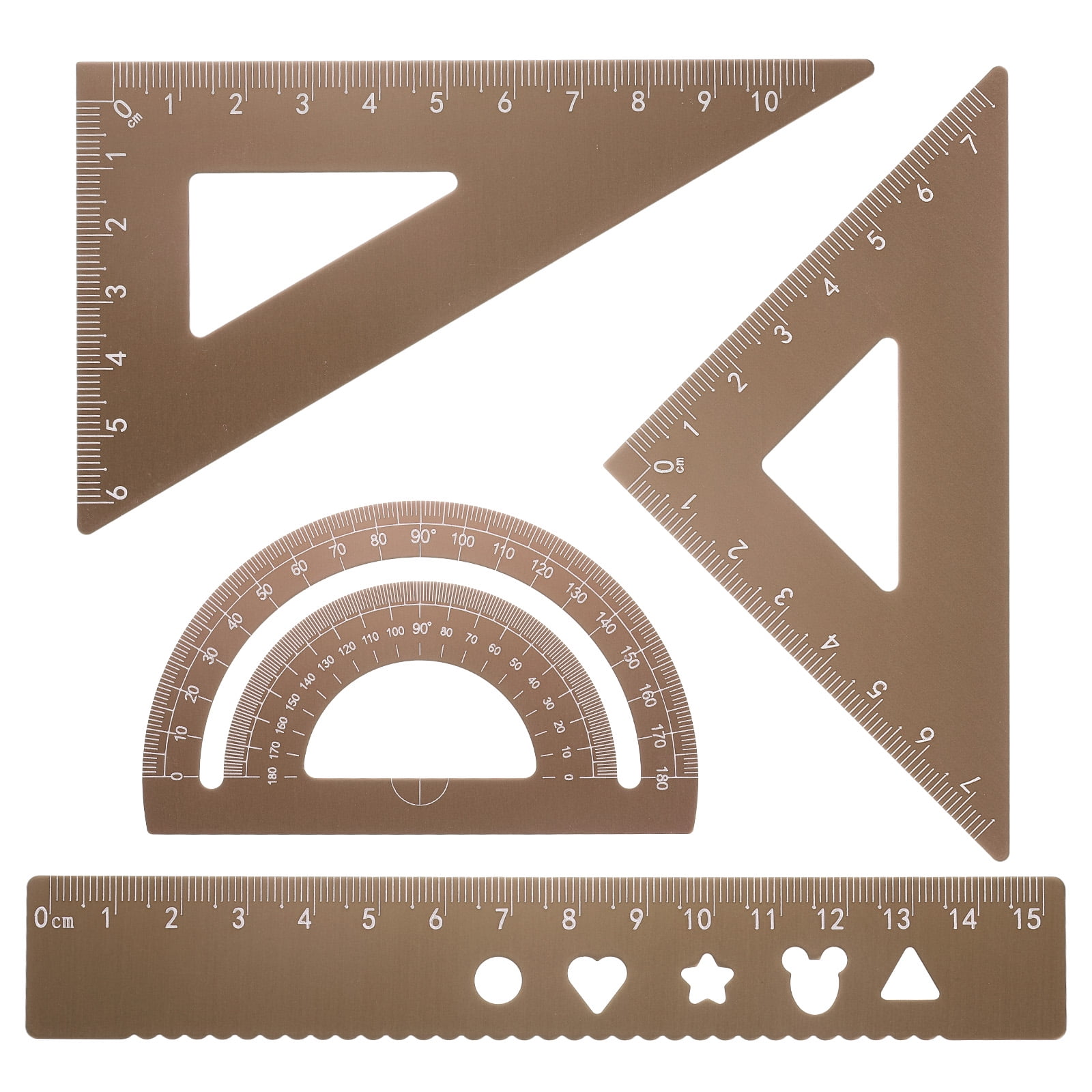 Uxcell 4pcs Triangular Ruler Set 15mm Aluminum Ruler Geometric ...