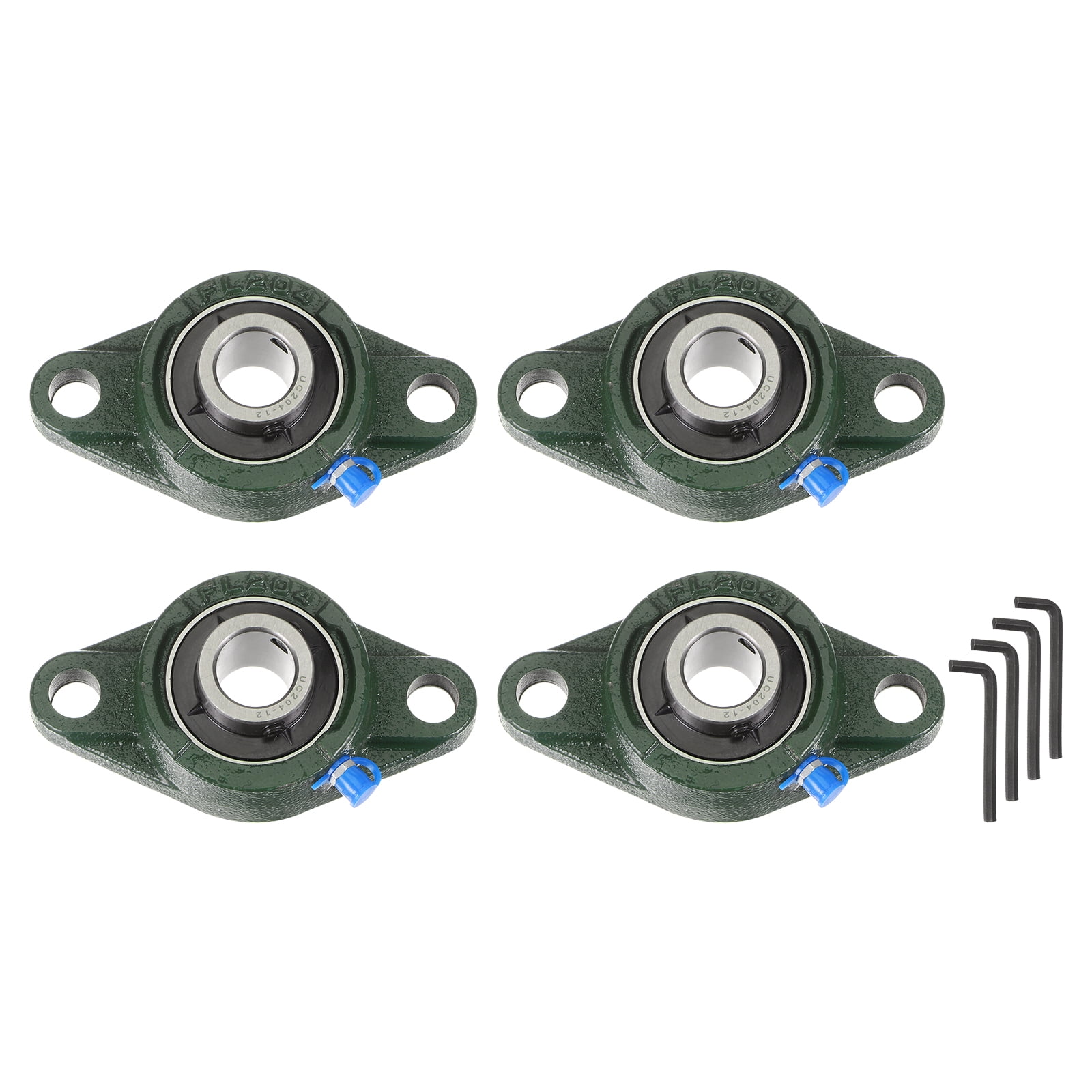 Uxcell 4pcs UCFL204-12 Pillow Block Bearing 3/4" Solid Cast Iron Base Chrome Steel Mounted Ball ...