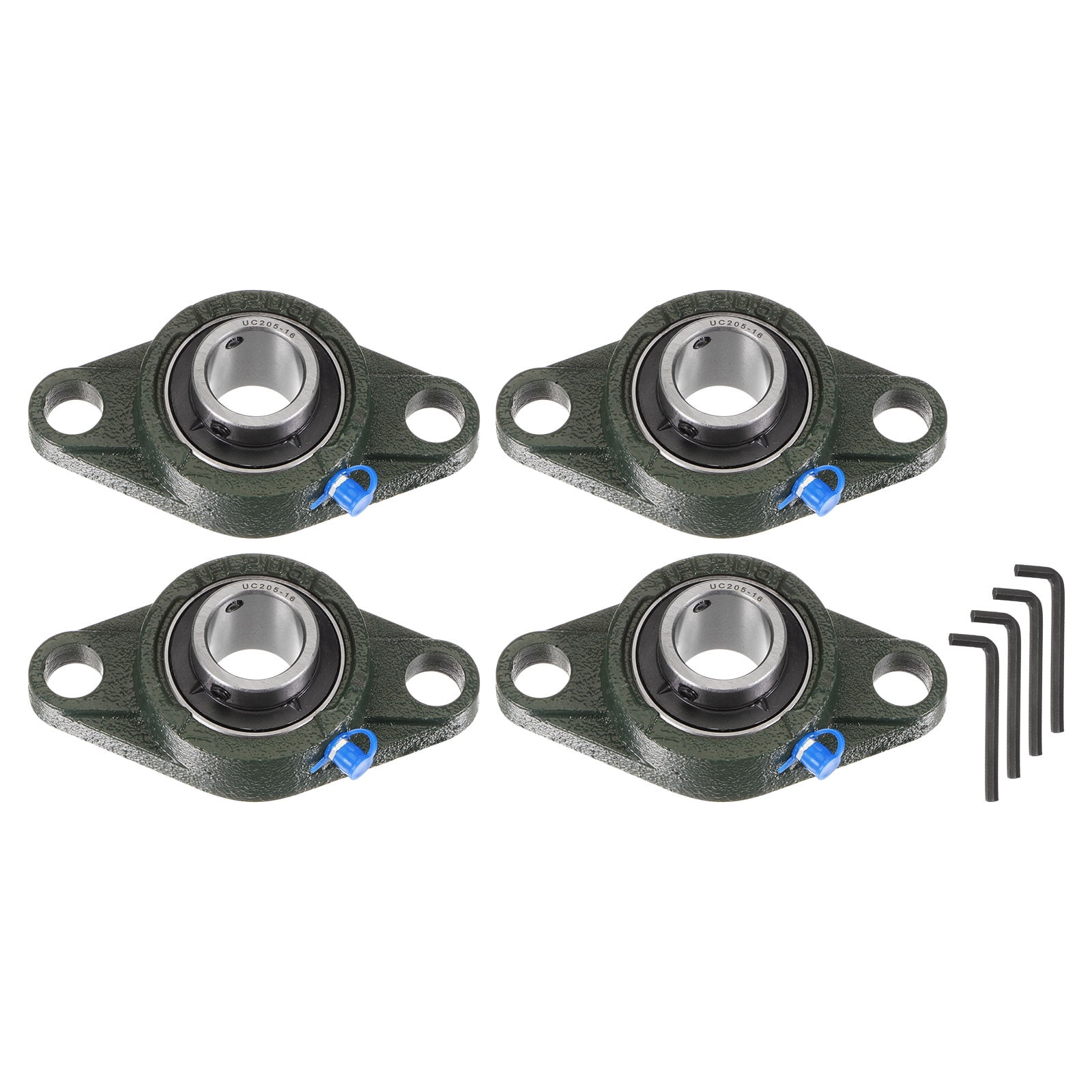 Uxcell 4pcs UCFL205-16 Pillow Block Bearing 1" Solid Cast Iron Base Chrome Steel Mounted Ball ...