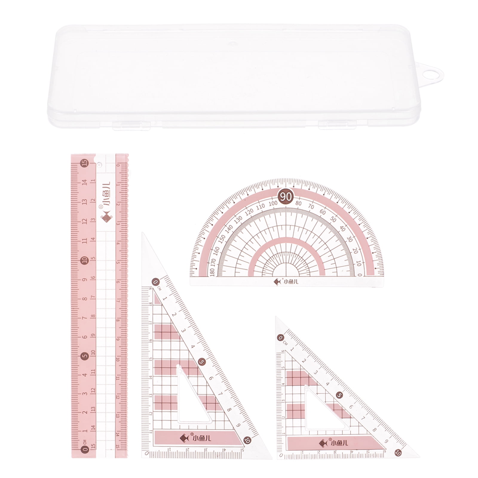 Uxcell 4piece Ruler Set 15cm Straight Ruler Protractor Triangle ...