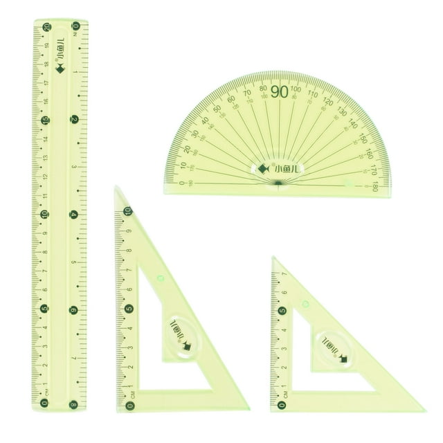 Uxcell 4piece Ruler Set 20cm/8" Soft Straight Ruler Protractor Triangle ...