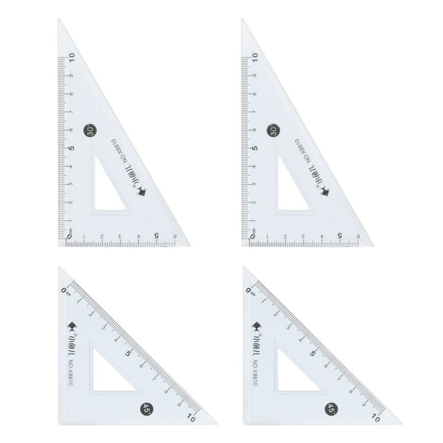 Uxcell 4piece Triangle Ruler Square Set 10cm 30/60 and 45/90 Degrees ...