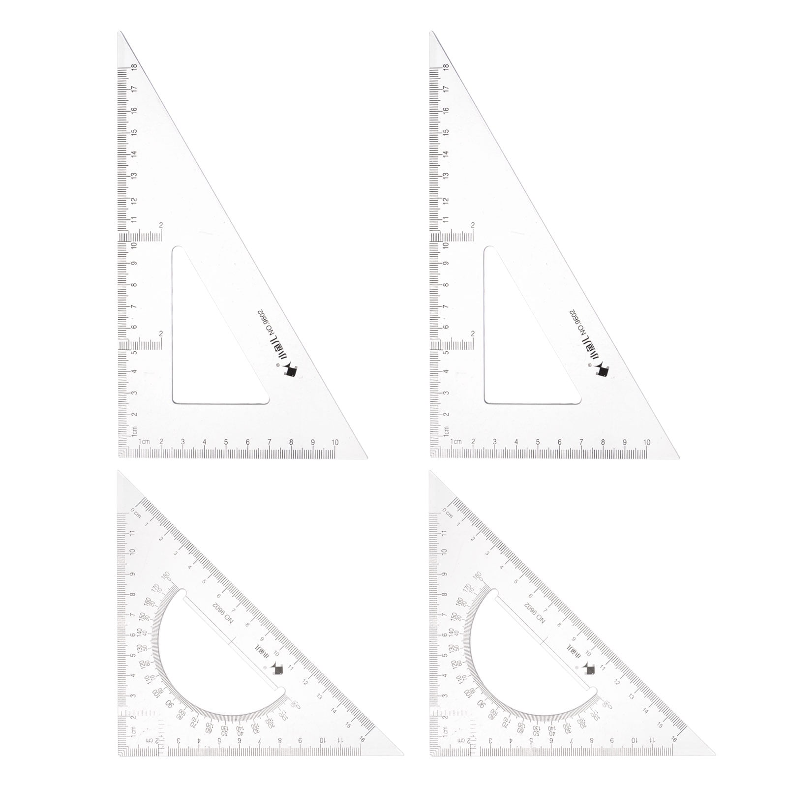 Uxcell 4piece Triangle Ruler Square Set 18cm, 16cm 30/60 and 45/90 ...
