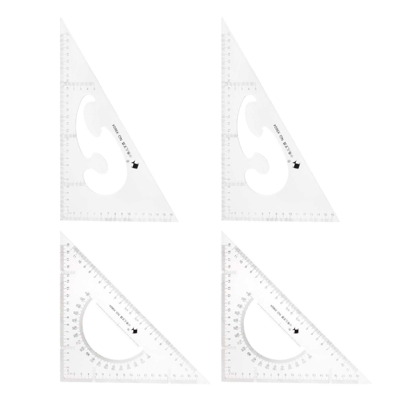 Uxcell 4piece Triangle Ruler Square Set 27cm, 24cm 30/60 and 45/90 ...