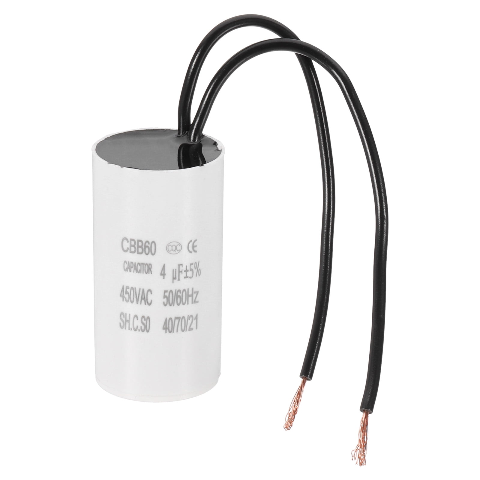Uxcell 4uF CBB60 Running Capacitor, Run Capacitor with 2 Wires, AC 450V Start Up Motor with ...