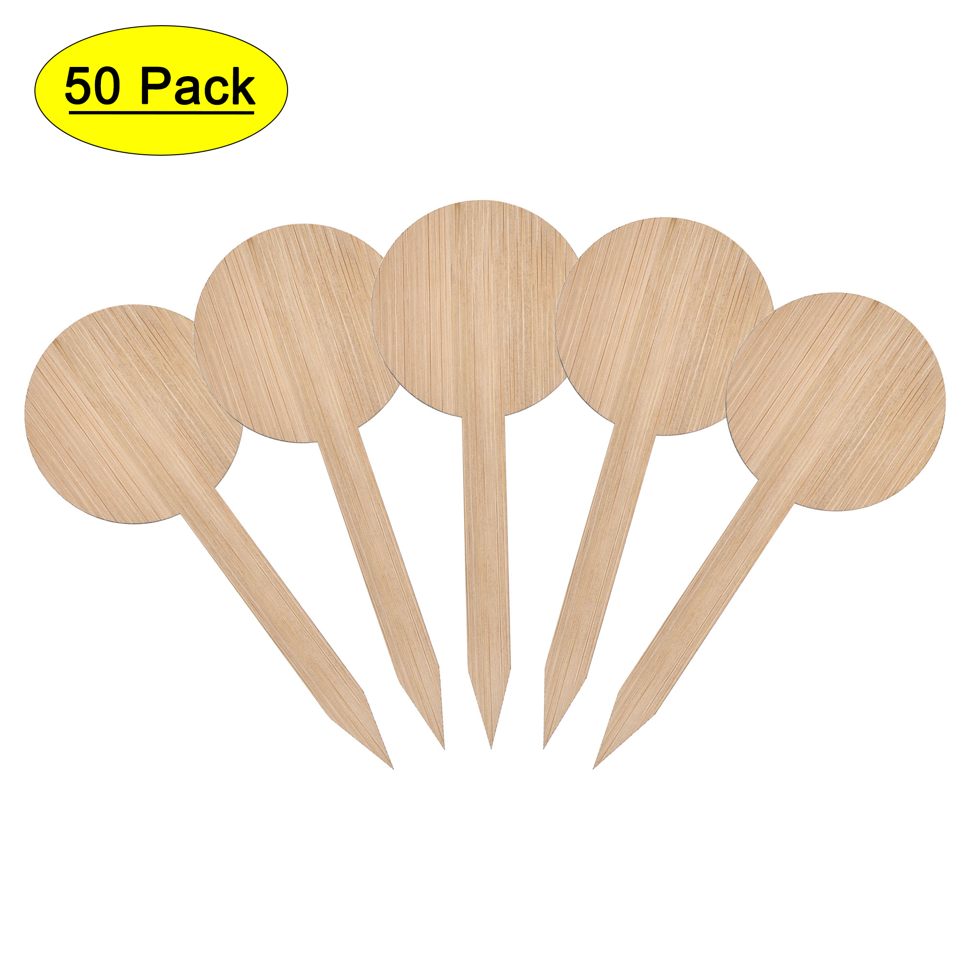 Uxcell 4x4cm Bamboo Plant Label Stakes Sign Tags Garden Flowers 50 ...