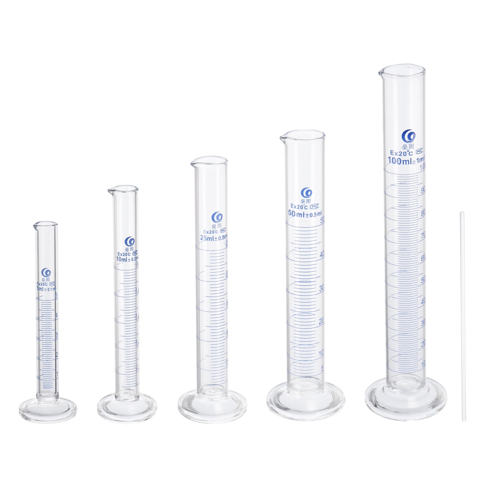 Uxcell 5/10/25/50/100ml 3.3 Borosilicate Glass Graduated Cylinder Round ...
