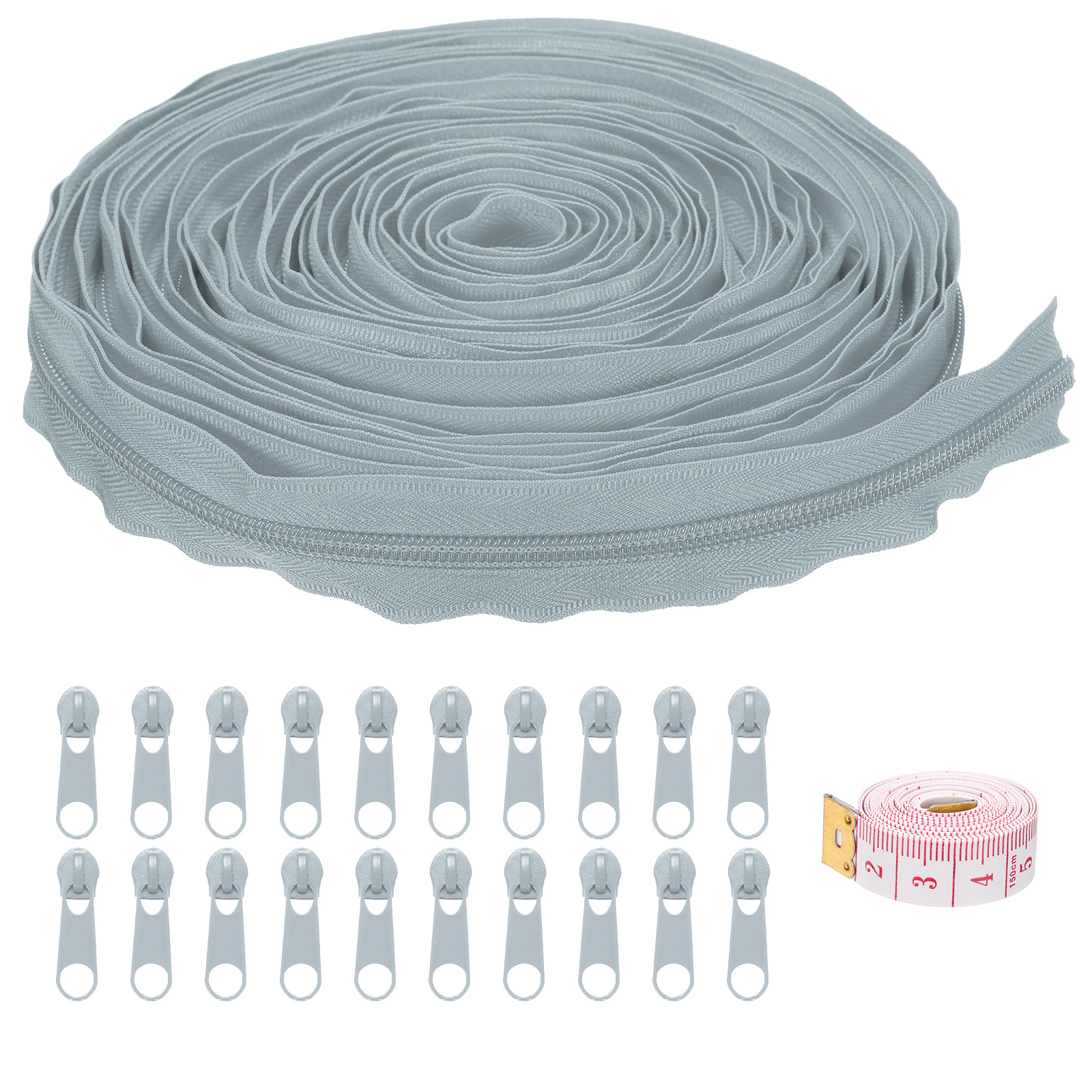 Uxcell #5 10 Yards Bulk Nylon Coil Zipper by the Yards with 20 Pcs ...