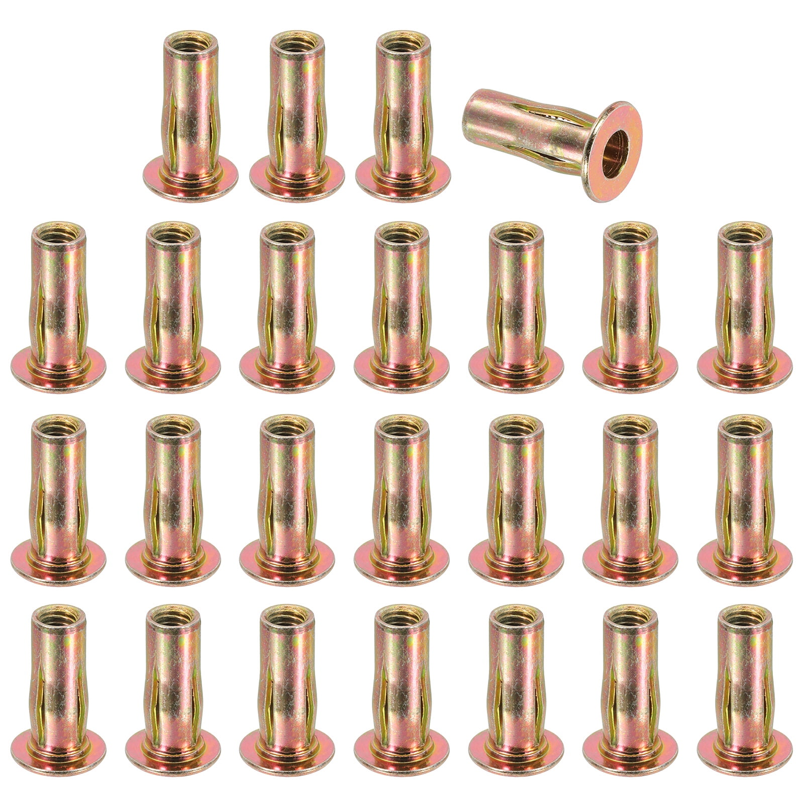 Uxcell 5/16-18 Multi-Grip Rivet Nuts Pre-Bulbed Shank Flat Head Threaded Insert Nuts Carbon ...