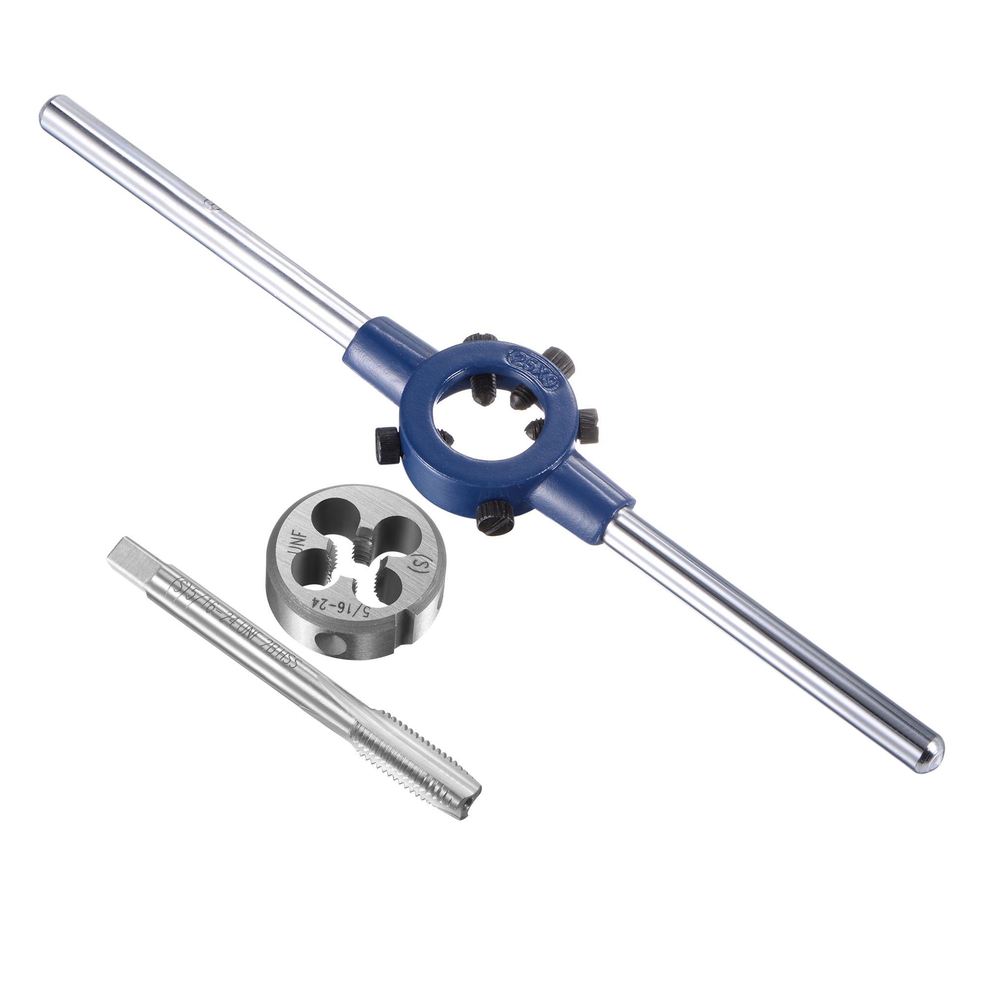 Uxcell 5/16-24 UNF Tap and Die Set with 25mm Die Stock Handle Wrench 3 ...