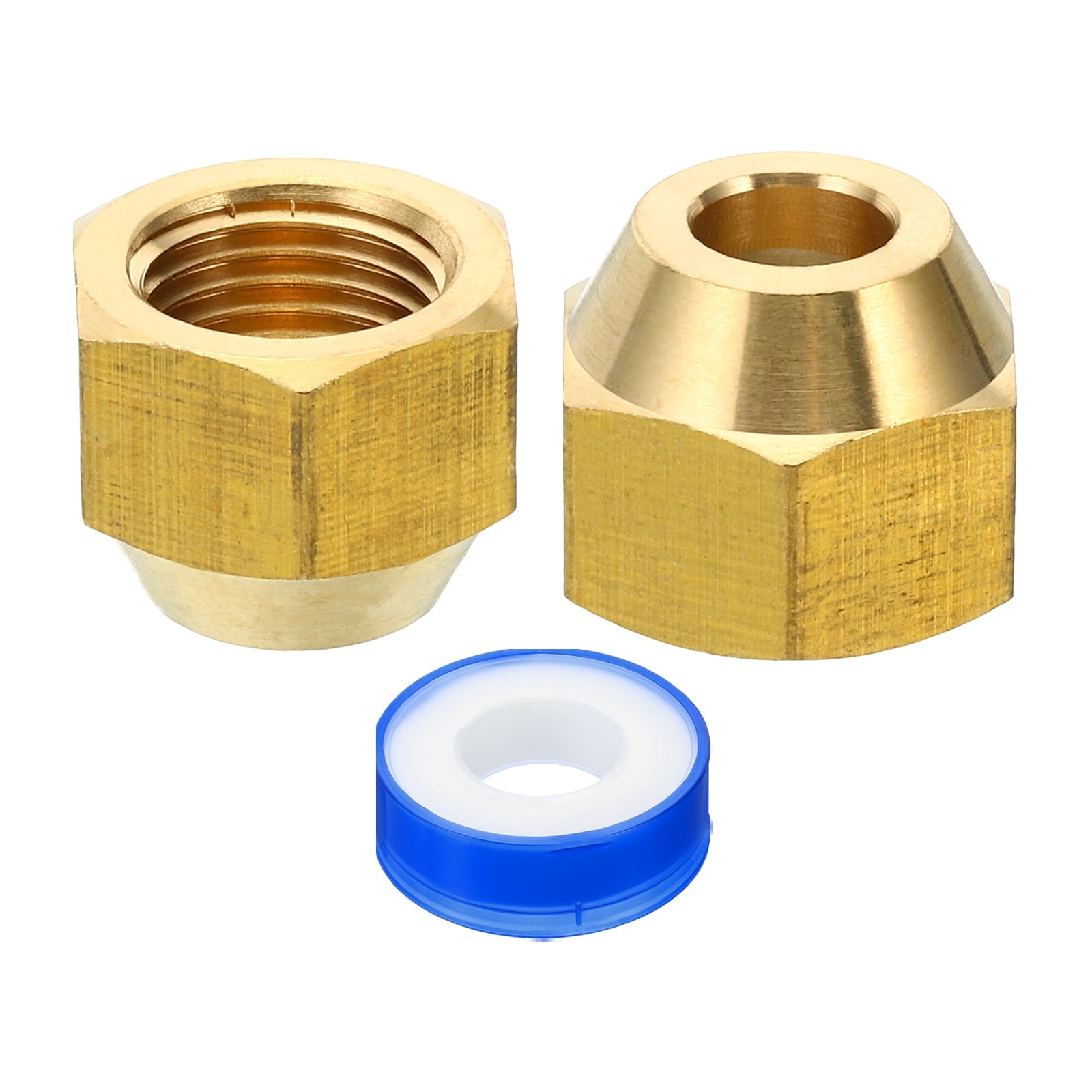 Uxcell 5/16 SAE Brass Flare Nut, 2 Pack 45 Degree Copper Flared Tube ...