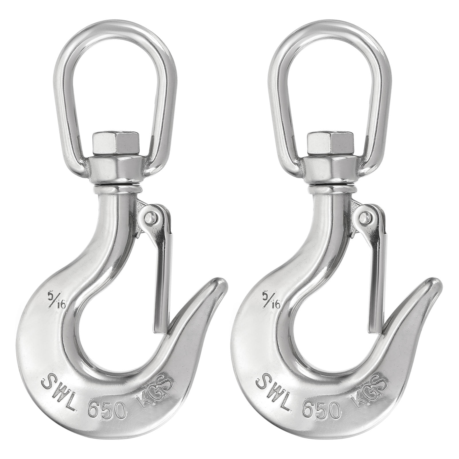 Uxcell 5/16" Slip Hook, 2 Pack 316 Stainless Steel Swivel Lifting Hook ...