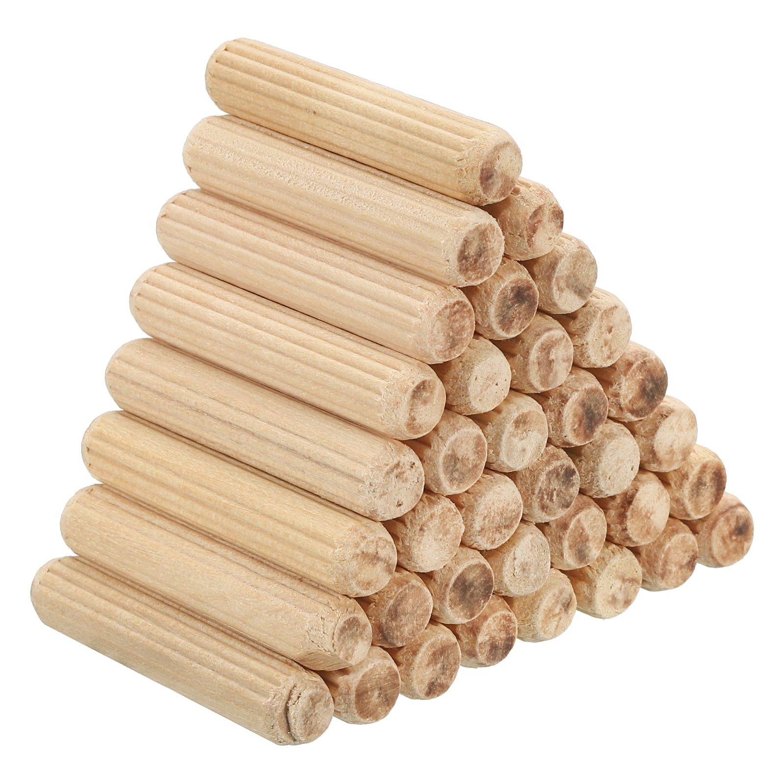 Uxcell 5/16"x1 9/16" Wood Dowel Pins,120 Pack Fluted Wooden Dowel Pin Straight Groove for ...