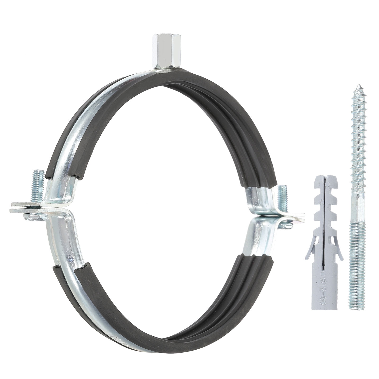 Uxcell 5.2-5.6inch Heavy Duty Adjustable Split Ring Pipe Hanger, Silver ...