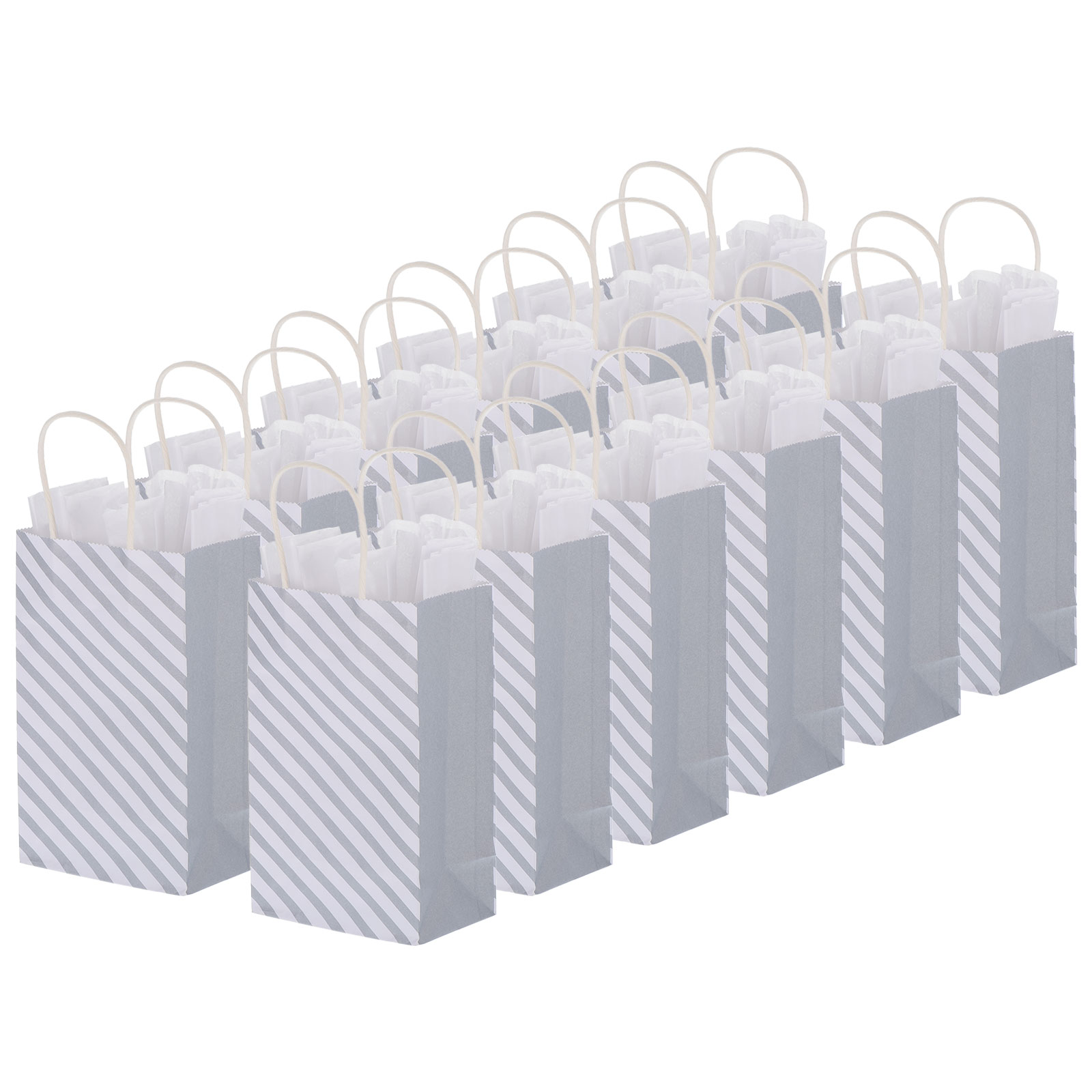 Uxcell 5.2"x3.2"x8.4" Favor Gift Bags Goodie Tote with White Tissue ...
