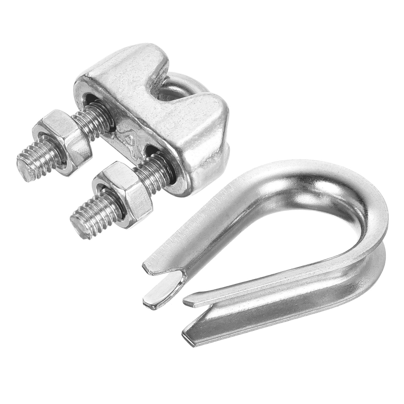 Uxcell 5/32" Wire Rope Kit, 20 Pack M4 Stainless Steel Thimbles ...
