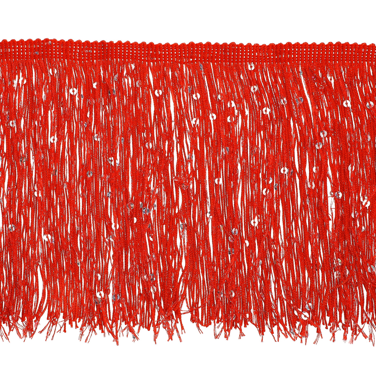 Uxcell 5.47 Yard of 6" Red Sequin Fringe Trim DIY Tassel Trim, (16.4 Ft ...