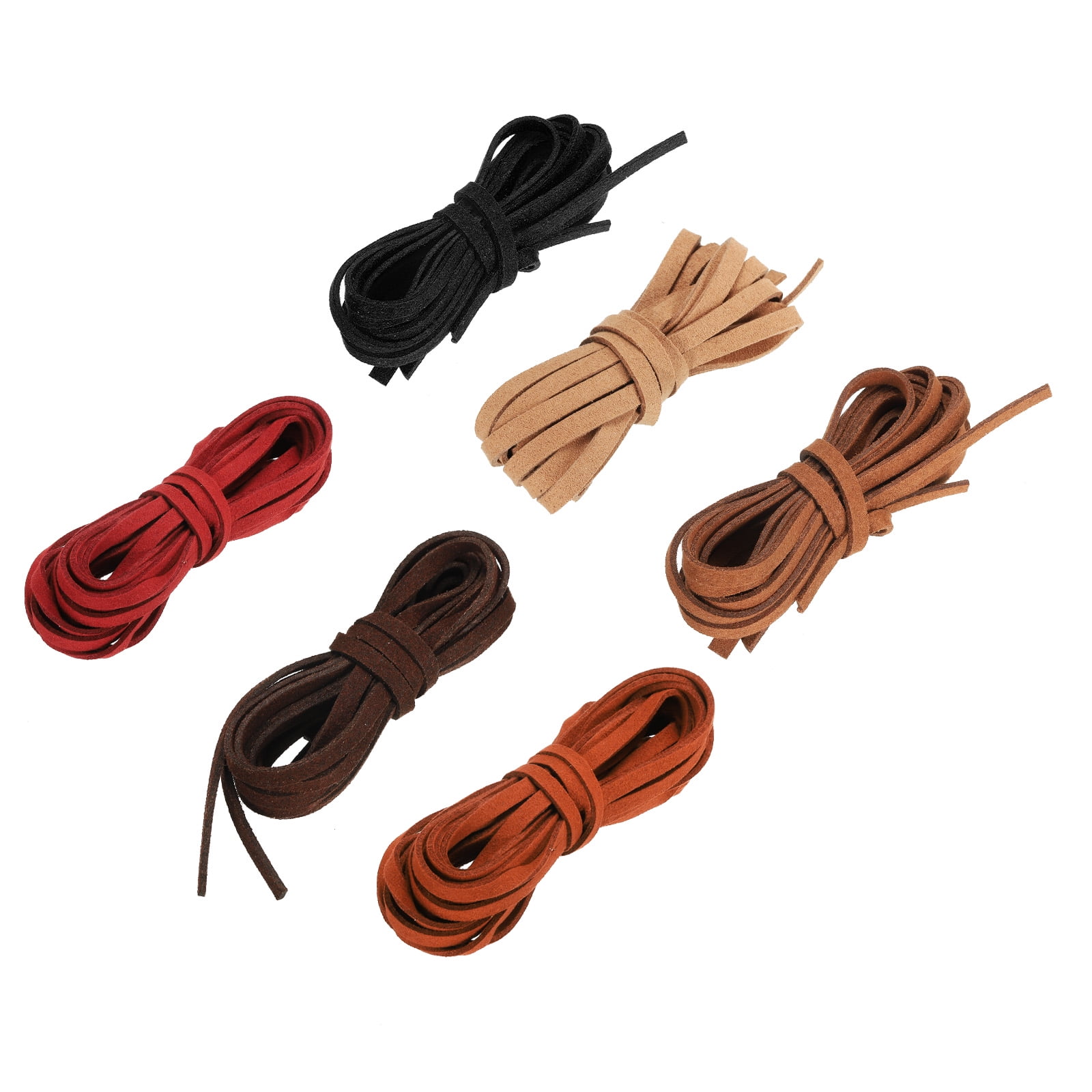 Uxcell 5.47 Yards 5mm Flat Leather Cord Suede String for DIY Crafts 6 ...