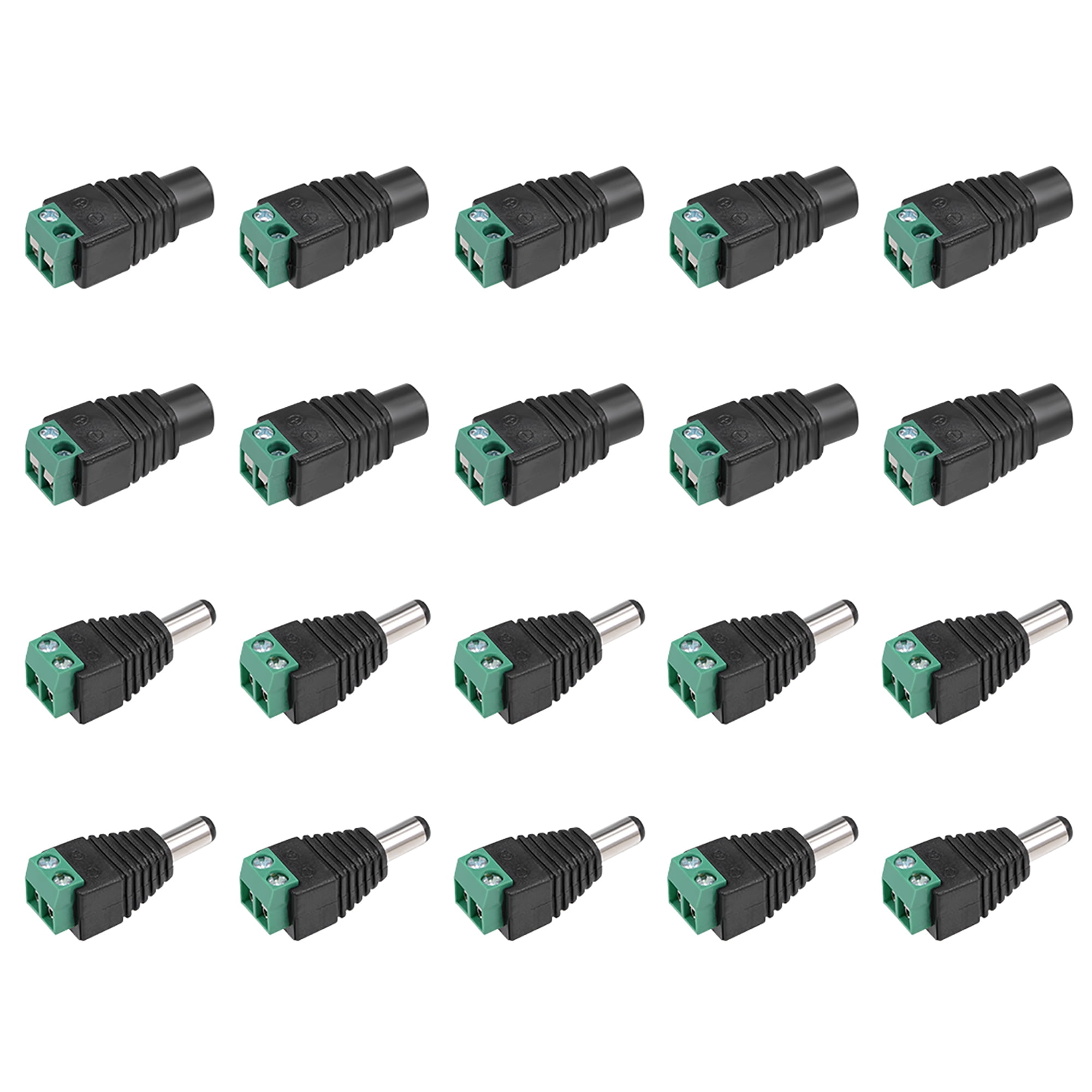 Uxcell 5.5x2.1mm Male Female DC Power Screw Terminal Connector 10 Pairs ...