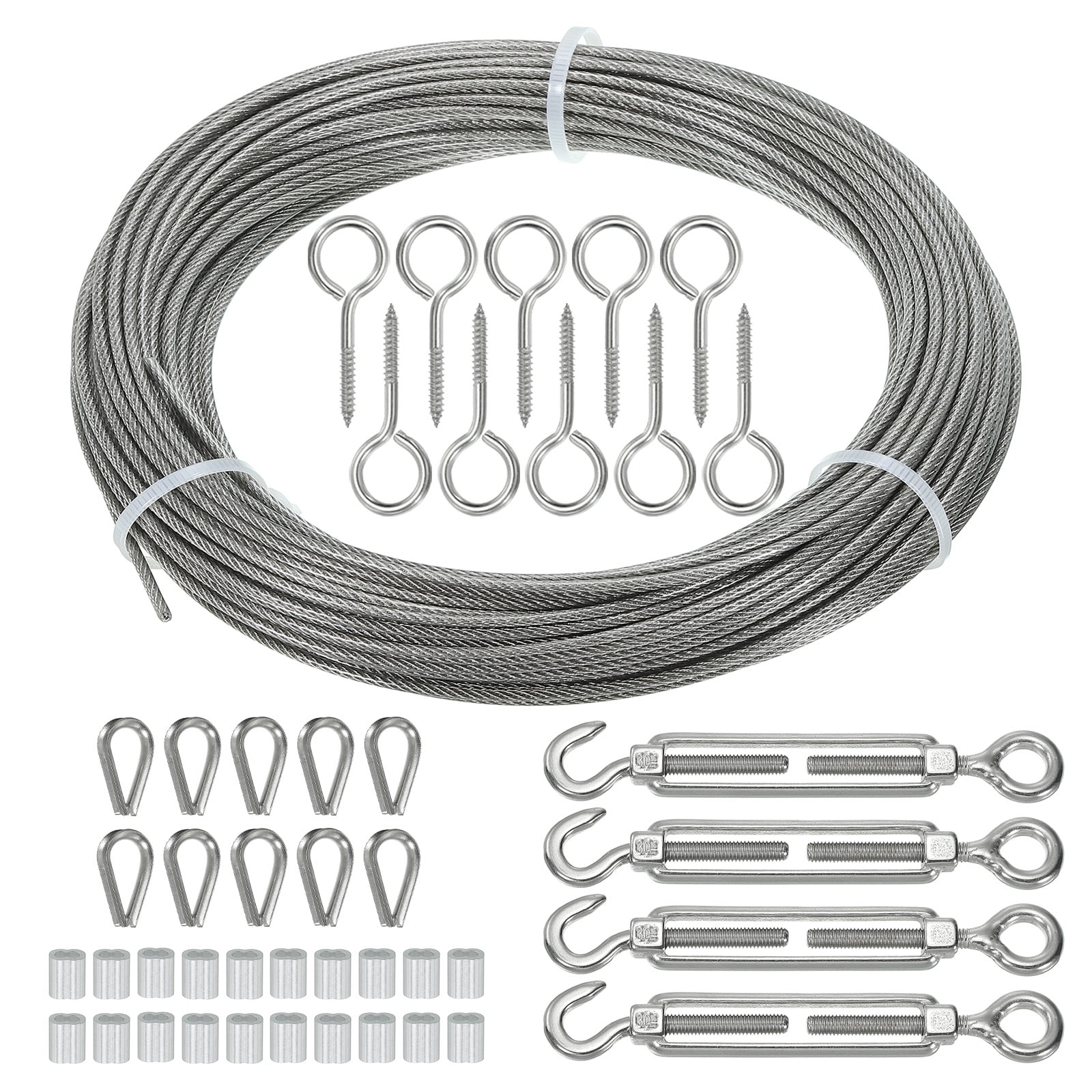 Uxcell 5/64" Stainless Steel Wire Rope Kit, 100ft Metal Wire Cable for ...