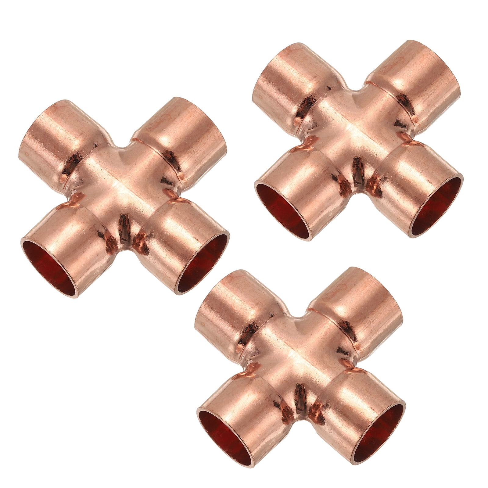 Uxcell Copper Cross Pipe Fitting 4 Way Welding Copper End Feed Equal ...