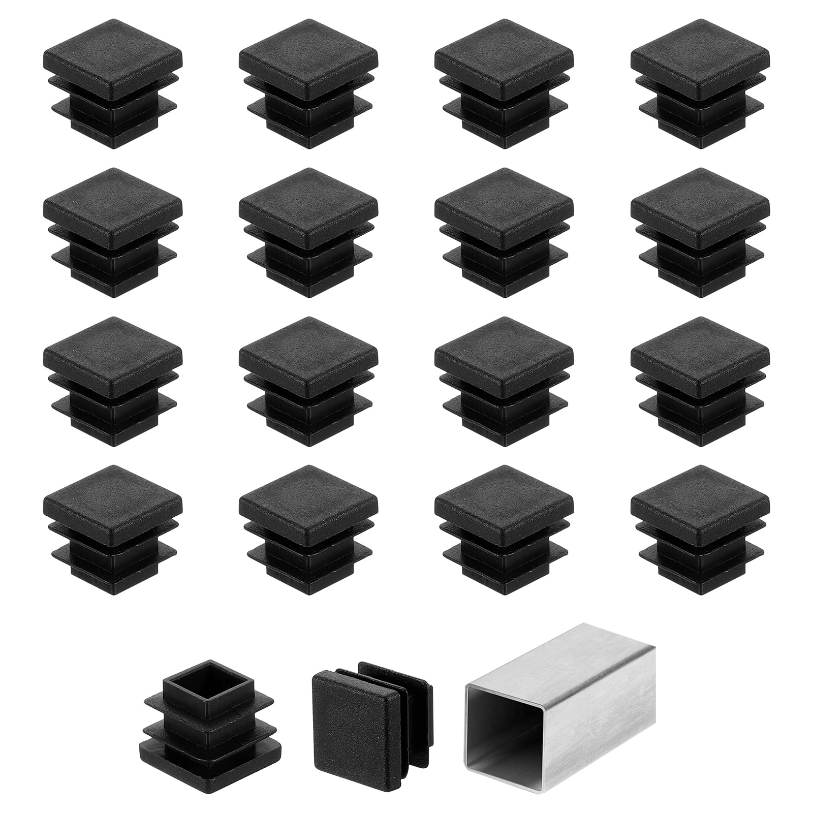 Uxcell 5/8" (16mm) Square Tubing End Caps, 50 Pcs Plastic Hole Plugs ...
