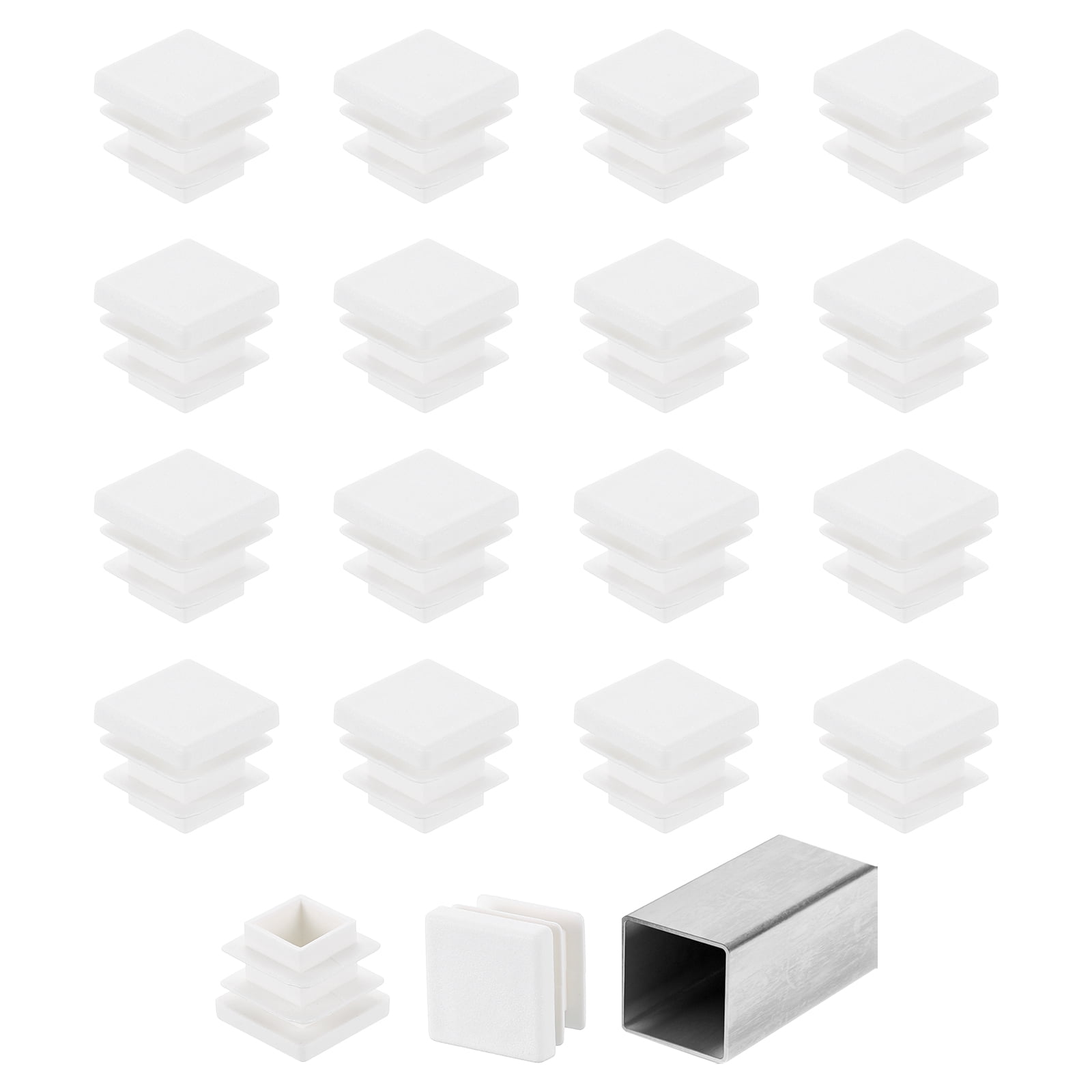 Uxcell 5/8" (16mm) Square Tubing End Caps, 50 Pcs Plastic Hole Plugs ...