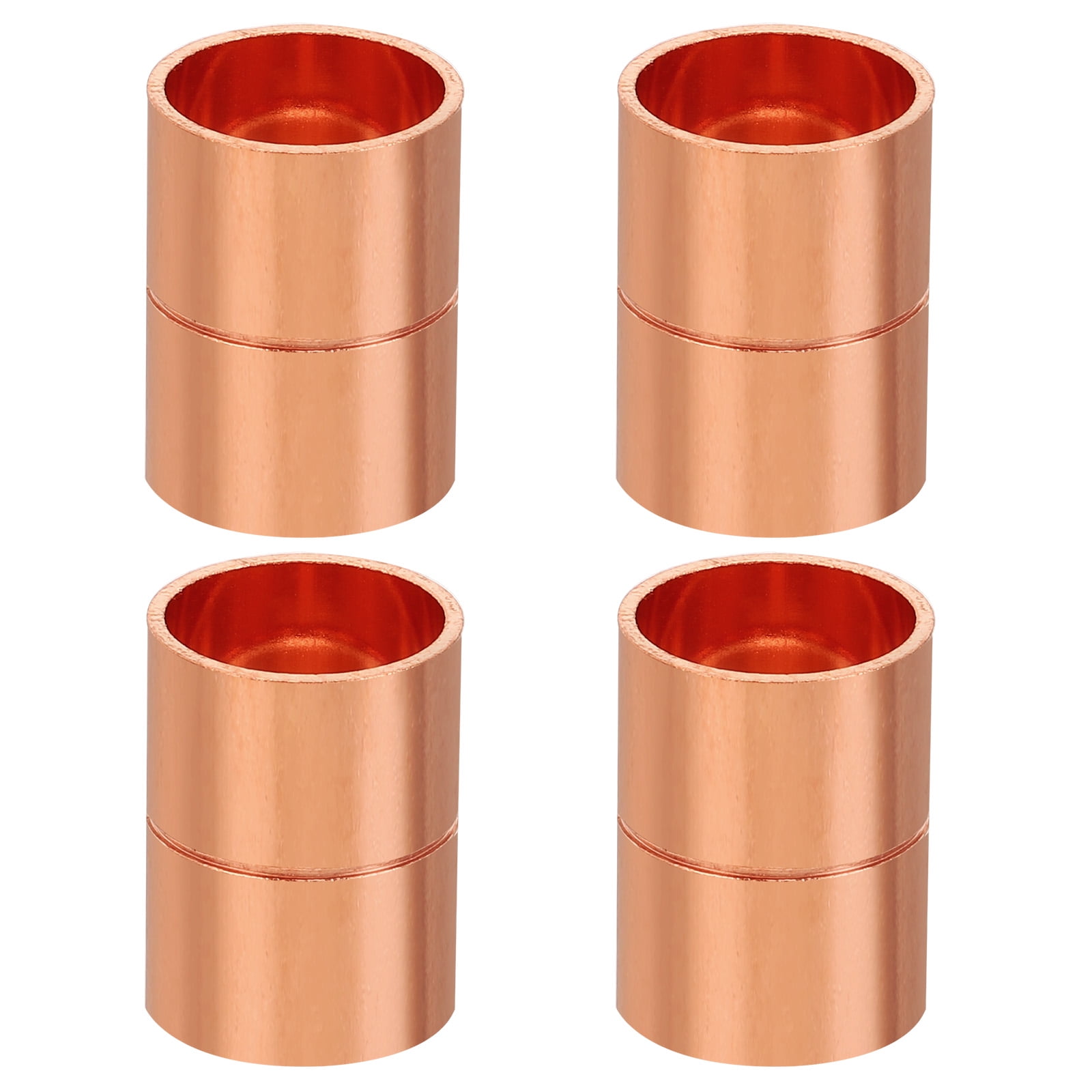 Uxcell 5/8" ID Copper Coupling Fittings, 4 Pcs Rolled Tube Stop ...