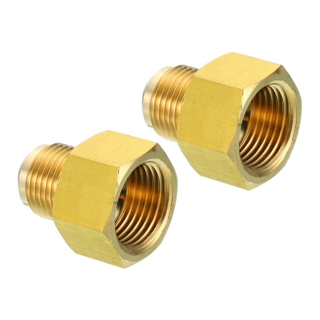 Uxcell 5/8 Inch Female Flare x 1/2 Inch Male Flare Connector, SAE 45 Degree Flare Brass Adapter ...