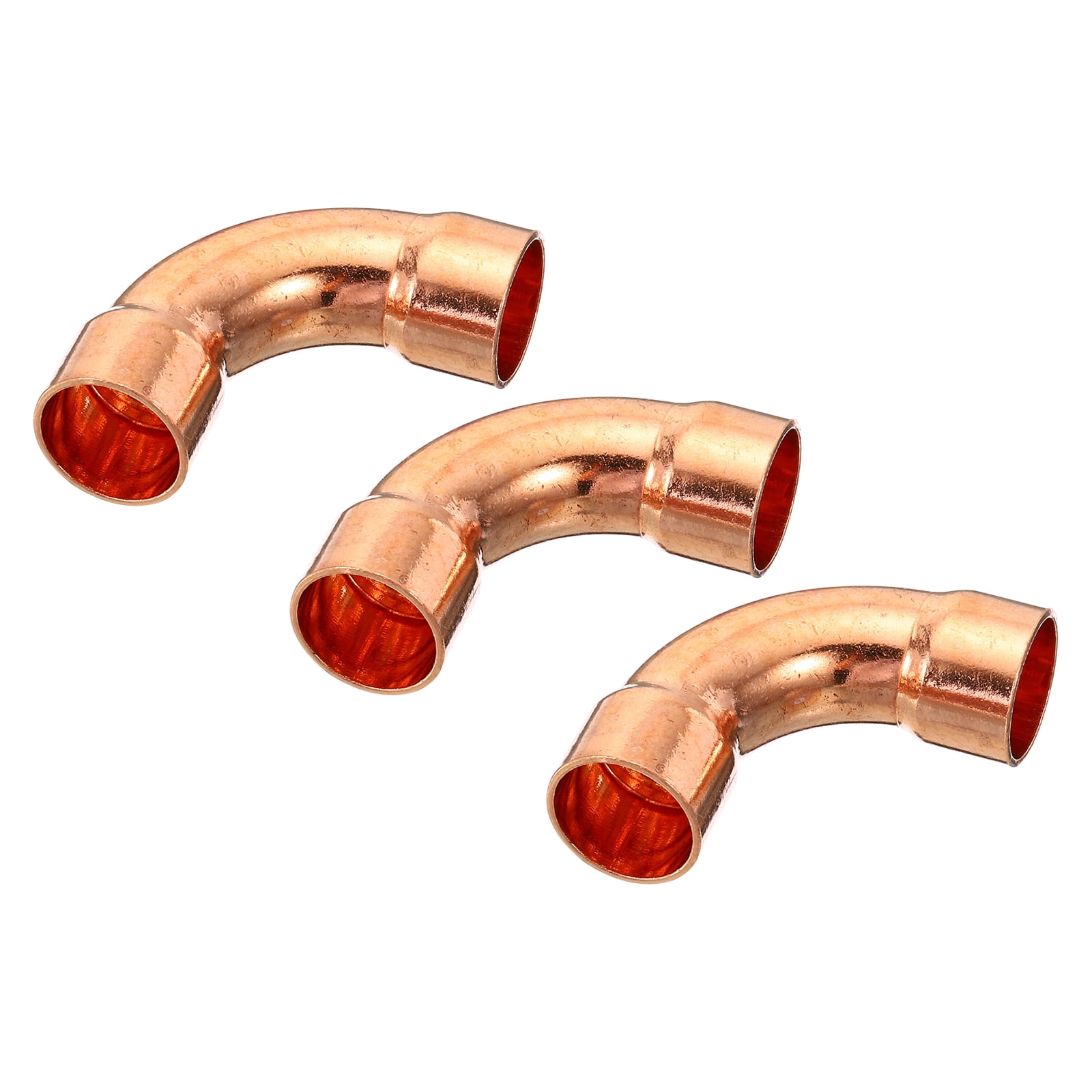 Uxcell 0.63" ID Elbow Copper Pipe Fitting 3 Pack 90 Degree Long Turn ...