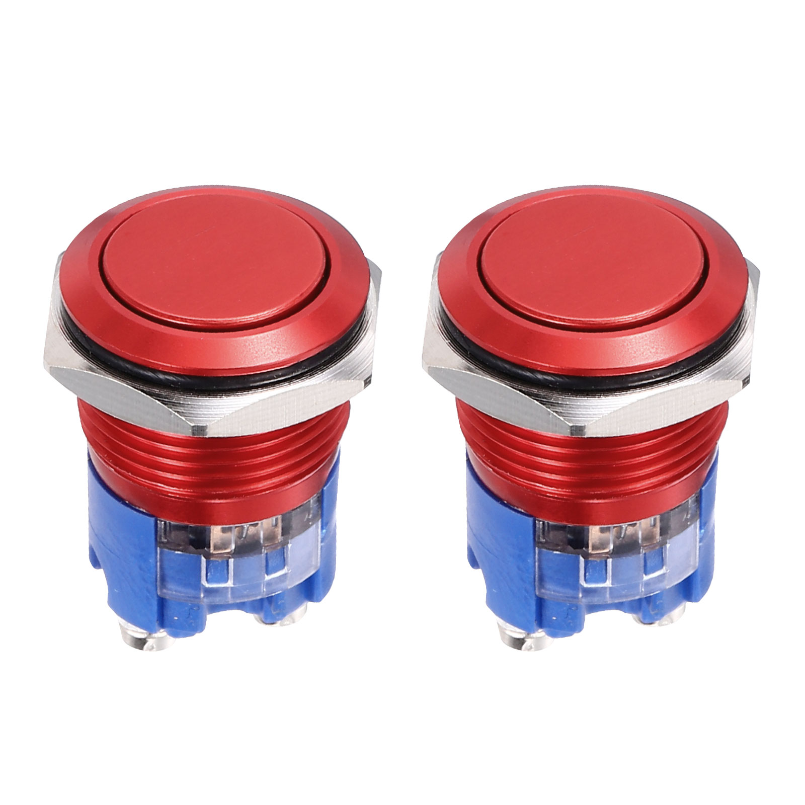 Uxcell 5/8" Latching Push Button Switch Flat Head Red Shell With Screw ...