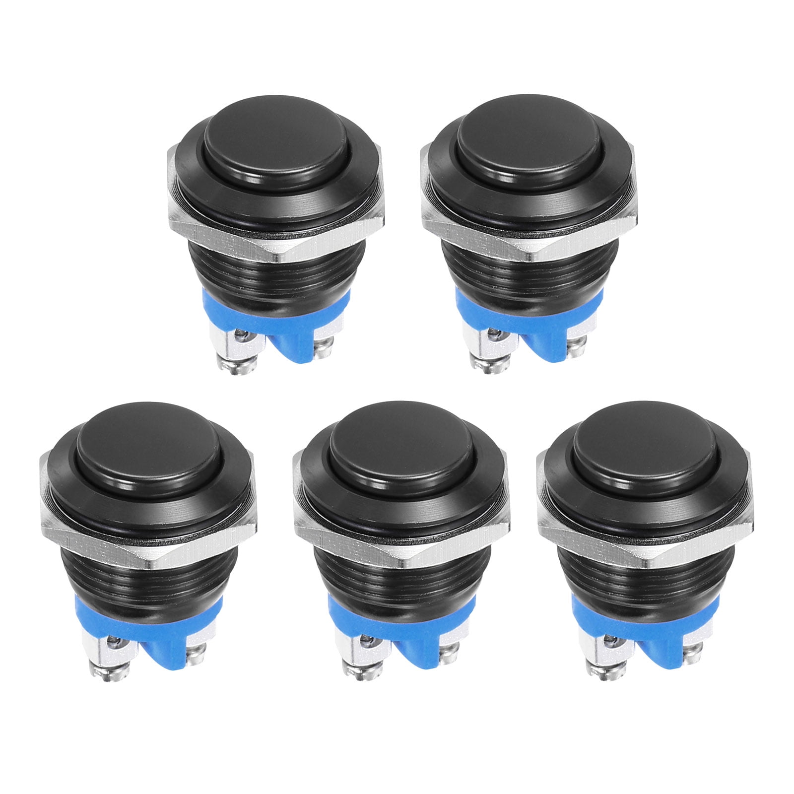 Uxcell 5/8" Momentary Push Button Switch Domed Head Black Shell With Screw Foot, 5Pcs - Walmart.com