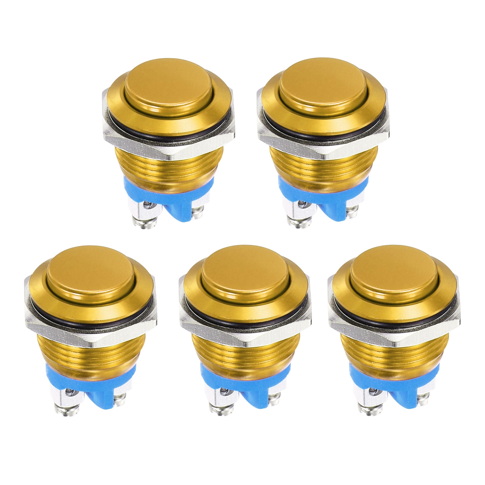 Uxcell 5/8" Momentary Push Button Switch Domed Head Gold Shell With ...