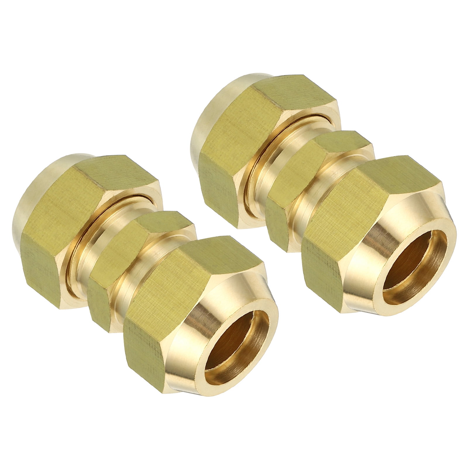 Uxcell 5/8" OD Brass Flare Union Connector, 2 Set Copper Double Pipe ...