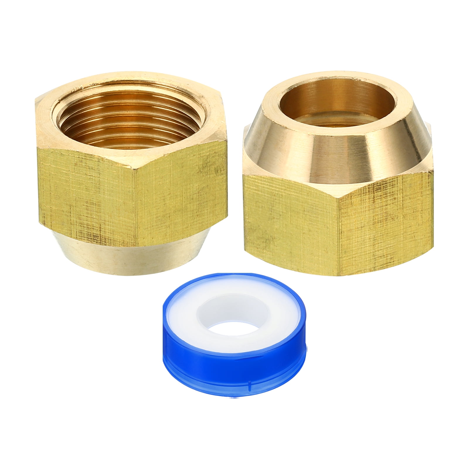Uxcell 5/8 SAE Brass Flare Nut, 2 Pack 45 Degree Copper Flared Tube ...