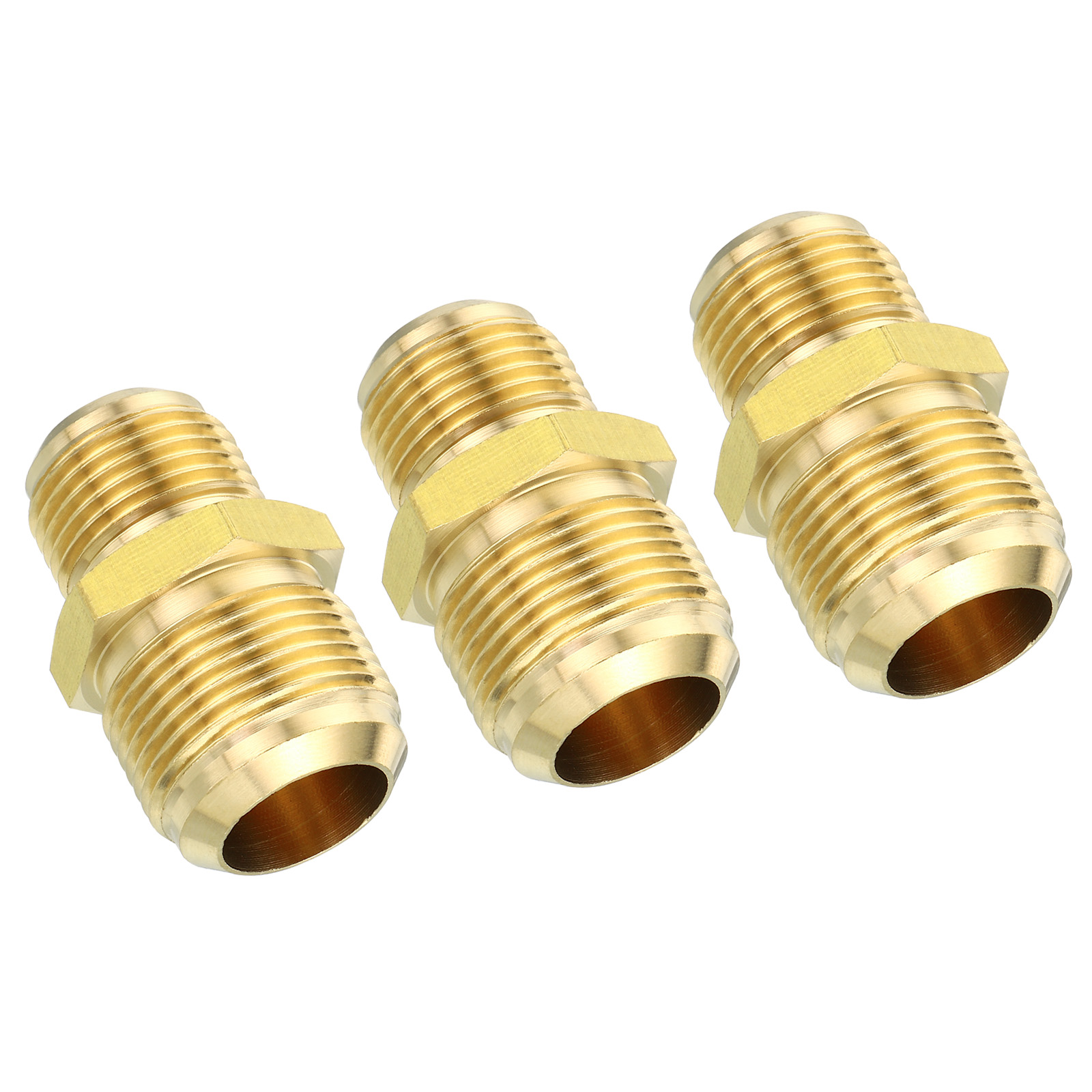 Uxcell 5/8 SAE Male x 3/4 SAE Male Brass Flare Union Connector, 3 Pcs Gas Adapter Brass Tube ...