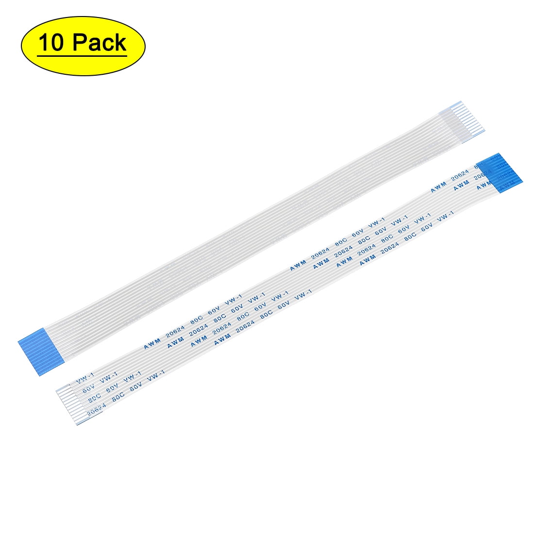 Uxcell 5.9" 0.03'' Pitch 12P FPC FFC Flexible Ribbon Cable (B type) Plastic Multicolored 10pcs ...