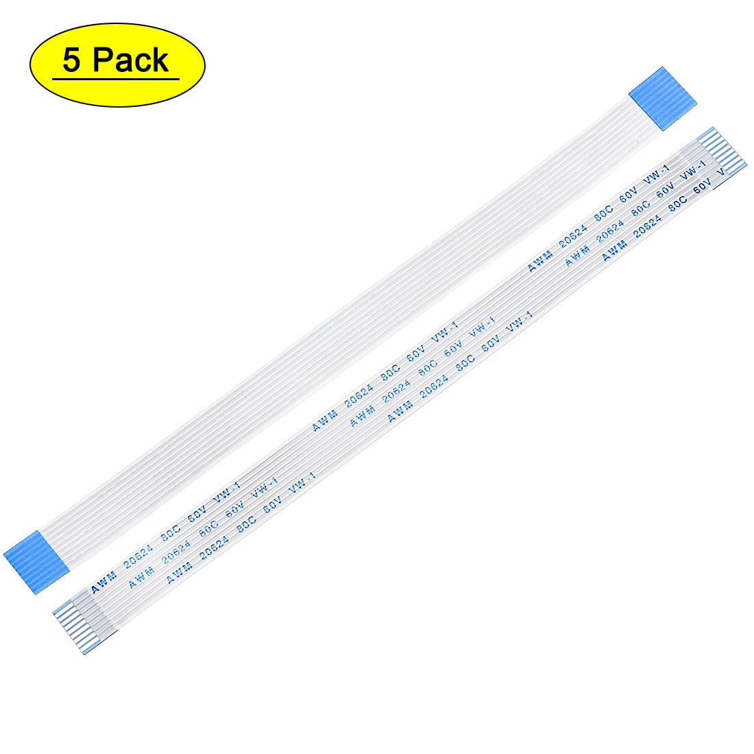 Uxcell 5.9" 0.03'' Pitch 9P FPC FFC Flexible Ribbon Cable (A type) Plastic Multicolored 5pcs ...