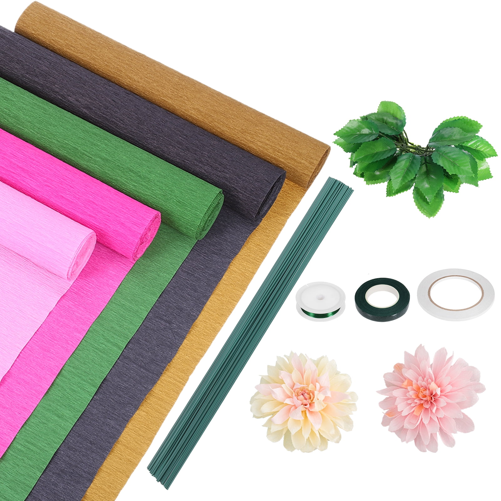 Uxcell 5 Colors Crepe Paper for Flower Making 8.2ft x 10 in for Wedding ...
